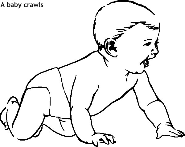 תינוק זוחל דף צביעה | Forkids